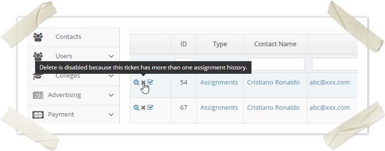 WebEd User Guide - How to delete a ticket